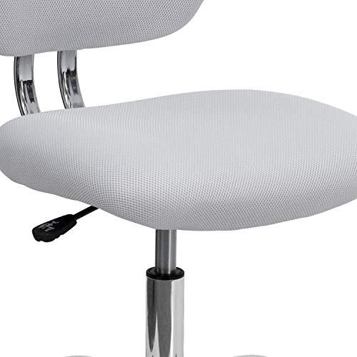 Flash Furniture Beverly Mid-Back White Mesh Padded Swivel Task Office Chair with Chrome Base