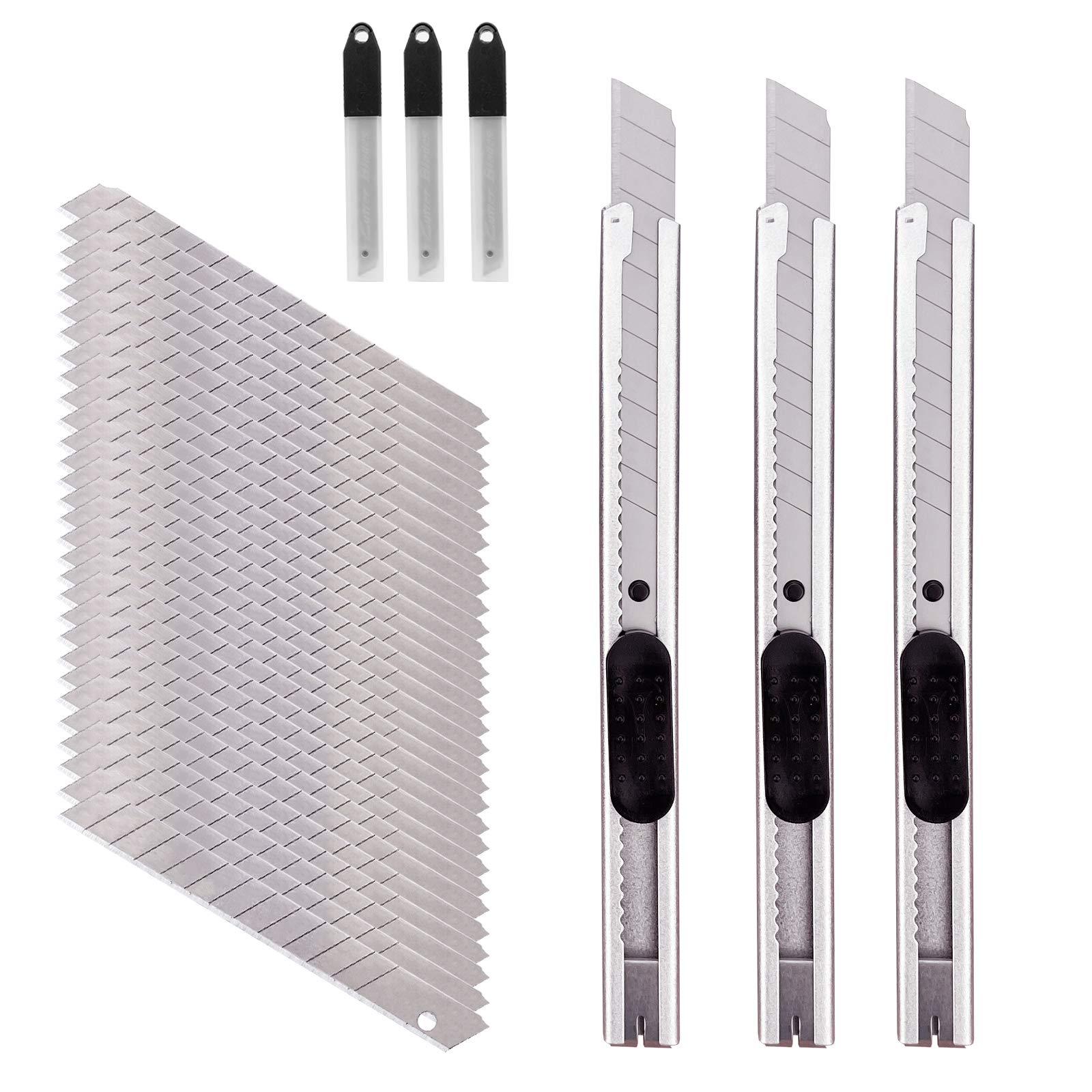 CCyanzi 9mm Stainless Steel Utility Knife with Snap off blades Replacement, Retractable Utility Knife Set, for Box Cutter, Vinyl Knife, Precision Knife