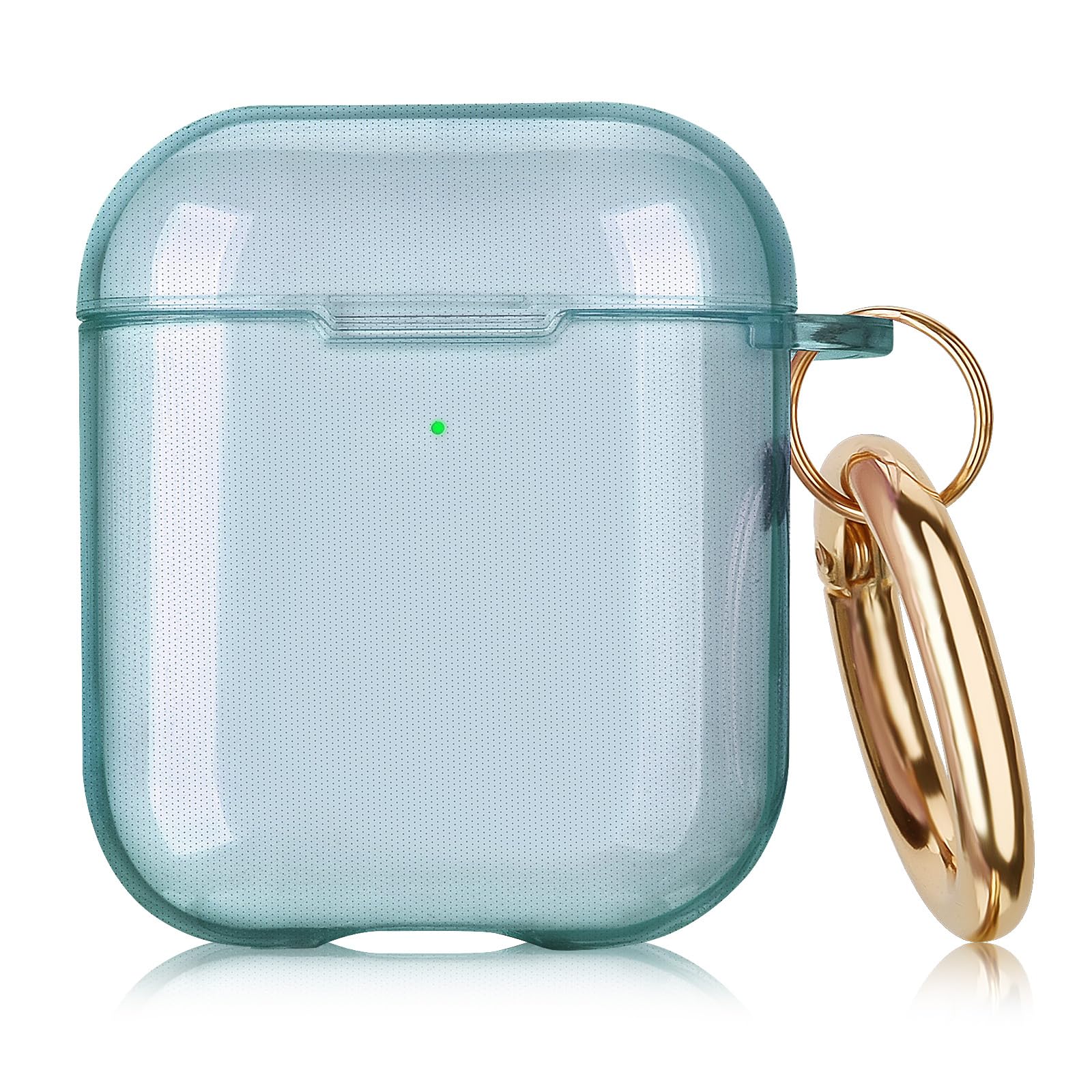AIRSPO Airpods Case Cover, Airpod Case 2nd Generation Clear Soft TPU Protective Cover Compatible with Apple AirPods 1/2 Wireless Charging Case with Keychain (Clear Green)