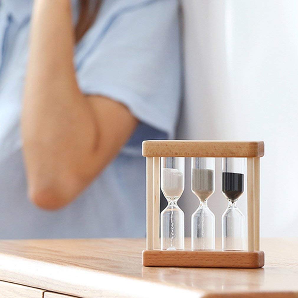 Banghotfire 1/3/5 Minute Wooden Sand Glass Hourglass Timer Clock Home Decor Gift Black White