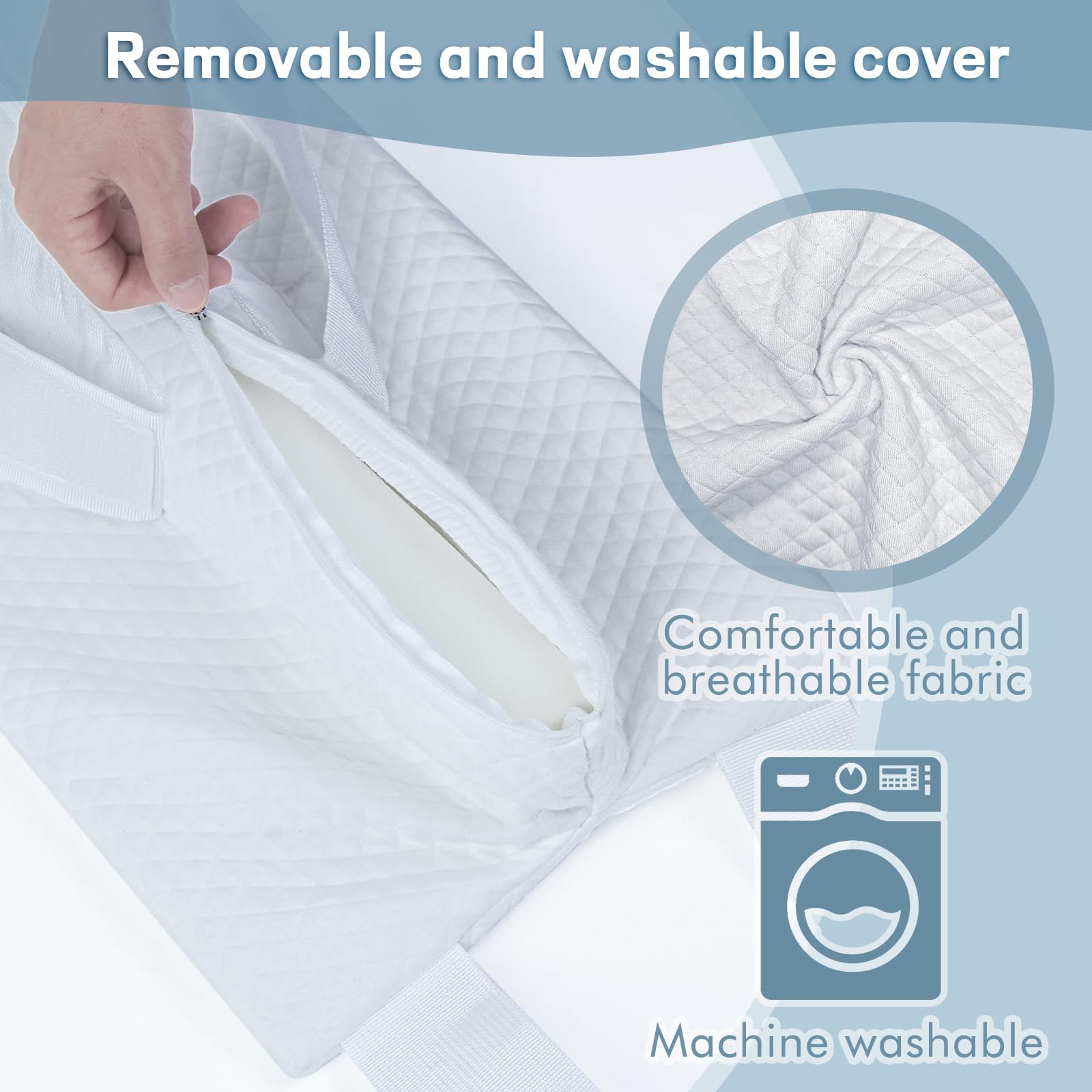 Siumir Twin to King Bed Converter Kit with Strap, 12'' Extra Wide Bed Bridge, Detachable and Machine-Washable Cover/Multiple Fixings/One-Piece Foam, Bed Connector for Stayover, Family Room