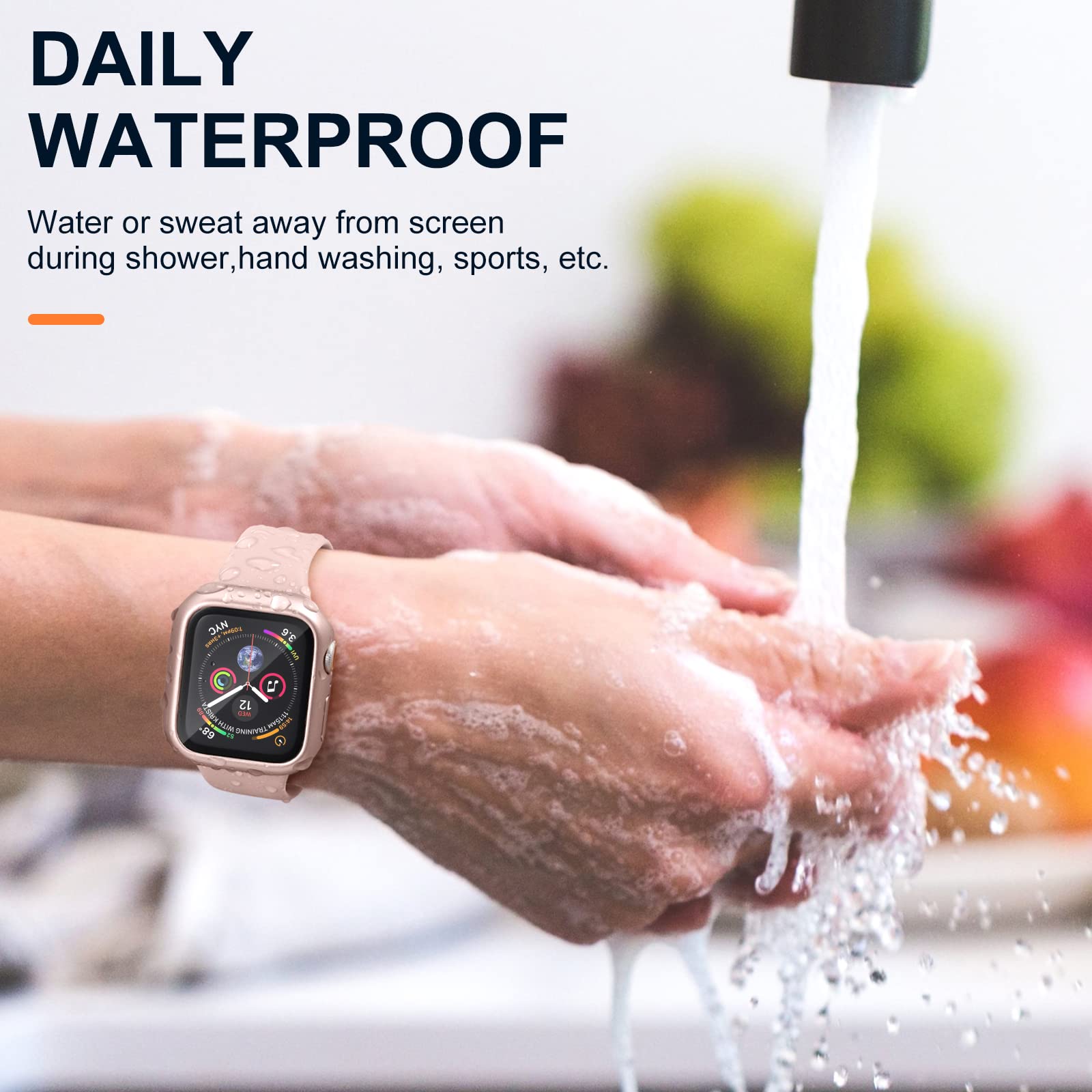 Charlam Compatible with Apple Watch Case 40mm iWatch SE Series 6 5 4 with Screen Protector, Full Protective Waterproof Bumper Cases Touch Sensitive Clear Film Screen Cover, Black/Clear/Rose Gold, 40mm