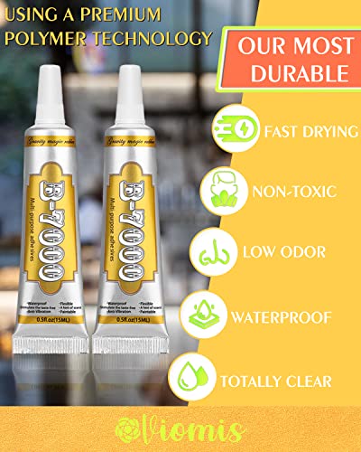 Flexible and Strong B7000 Glue - 15ml (2 Pack) - Multi-Purpose Adhesive for Crafts, Jewelry, and Repairs