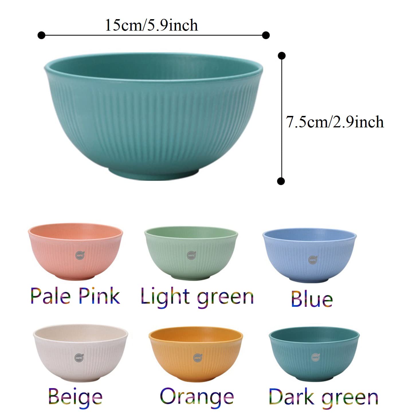 BanYakong Wheat Straw Bowls Set 24 OZ,Unbreakable Large Cereal Bowls Set of 6 Microwave and Dishwasher Safe BPA Free And Reusable Lightweight Bowl For Rice Noodle Soup Snack Salad Fruit