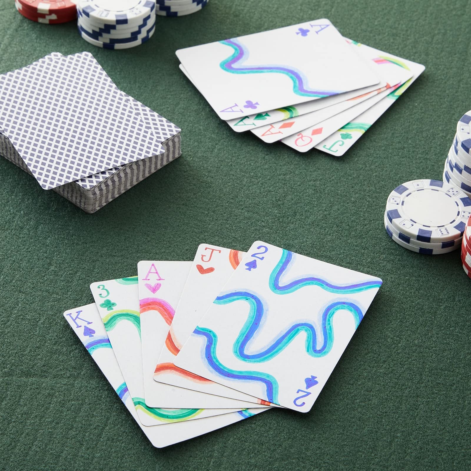 BLUE PANDA 224 Blank Custom Cards for DIY Game Cards - Checkered Diamond Backing - Blank Playing Cards to Write on - Blank Game Cards - Blank Playing Cards with Back Design (4 Decks, 3 x 4 In)