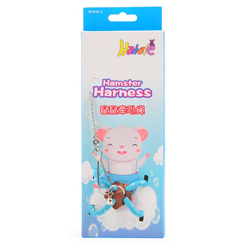 Harikaji Hamster Harness,Adjustable Harness Vest Leash Hamster Chest Straps with a Small Bell Rat Mouse Squirrel Sugar Glider Small Animal (Blue)