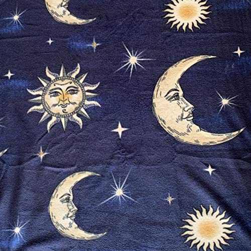 Celestial Moons Anti-Pill Premium No-Sew Throw Fleece Fabric Kit (50x60)