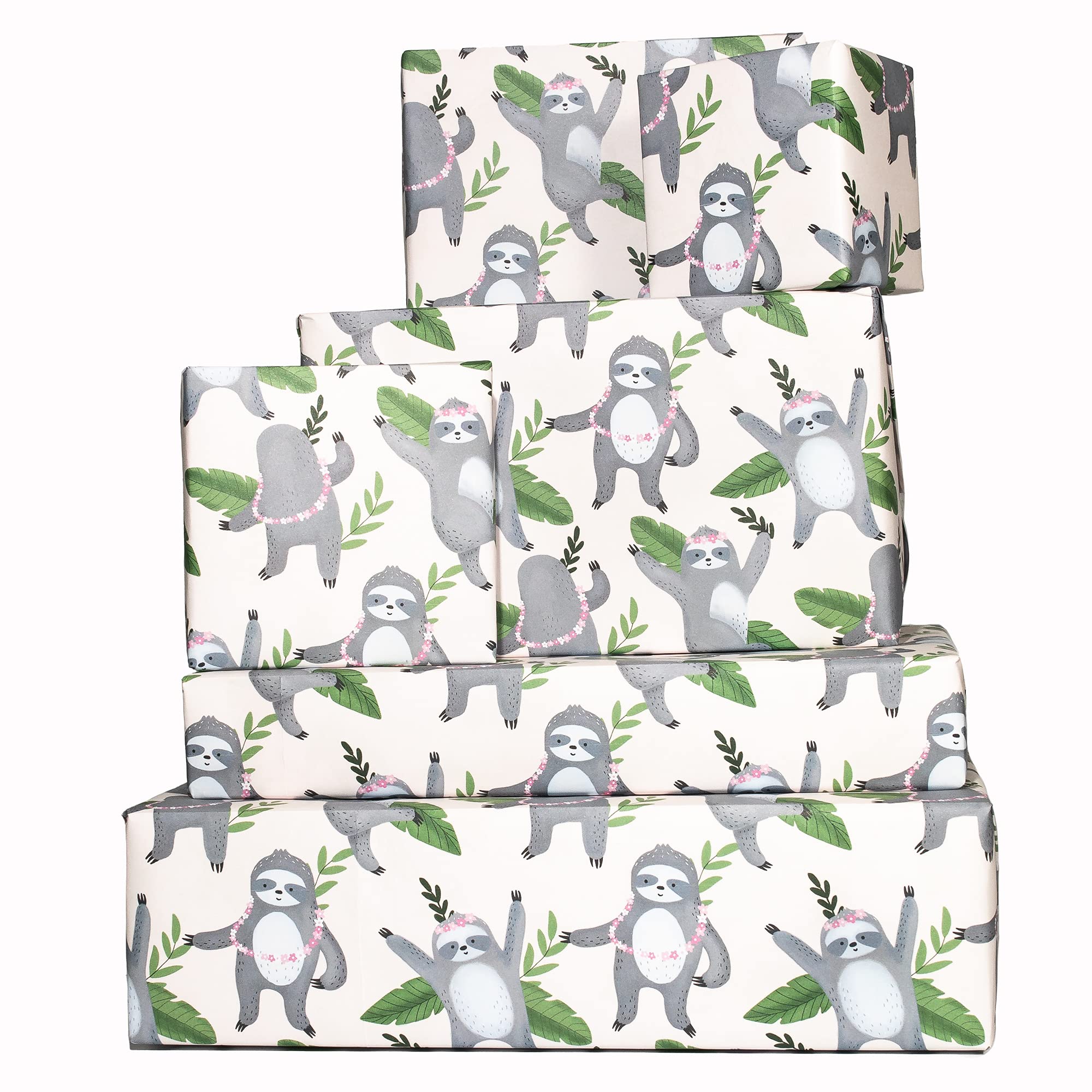 CENTRAL 23 - Sloth Wrapping Paper - 6 Gift Wrap Sheets - Fun GiftWrap for Men Boys Teenagers - Birthday - Made in the UK - Recyclable