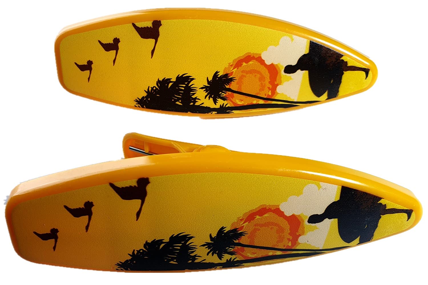 Yellow Surfboard Style Beach Towel Clips Jumbo Size for Beach Chair, Cruise Beach Patio, Pool Accessories for Chairs, Household Clip, Baby Stroller. by C&H Solutions