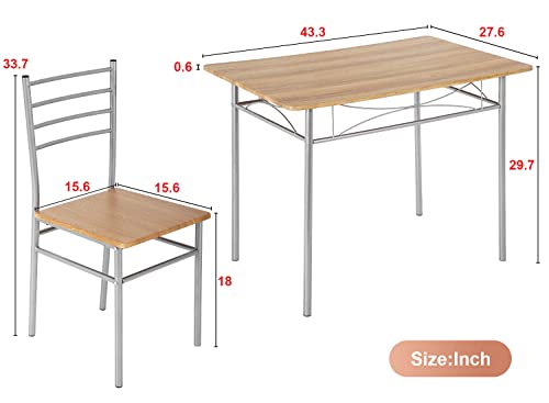 Dining Table Set Kitchen Table and Chairs for 4 Kitchen Table Dining Room Table Set Home Furniture Rectangular Modern Chairs with Metal Legs/Wood Table Top for Breakfast Nook Kitchen Dining Room
