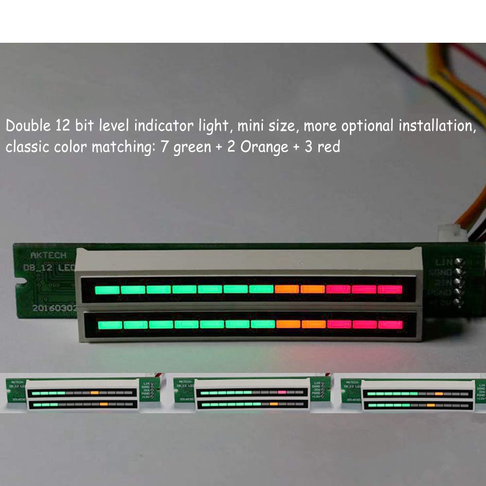 Acxico 1Pcs Dual 12 Stereo Level Indicator LED VU Meter Lamps Light Analyzer Display Speed Board