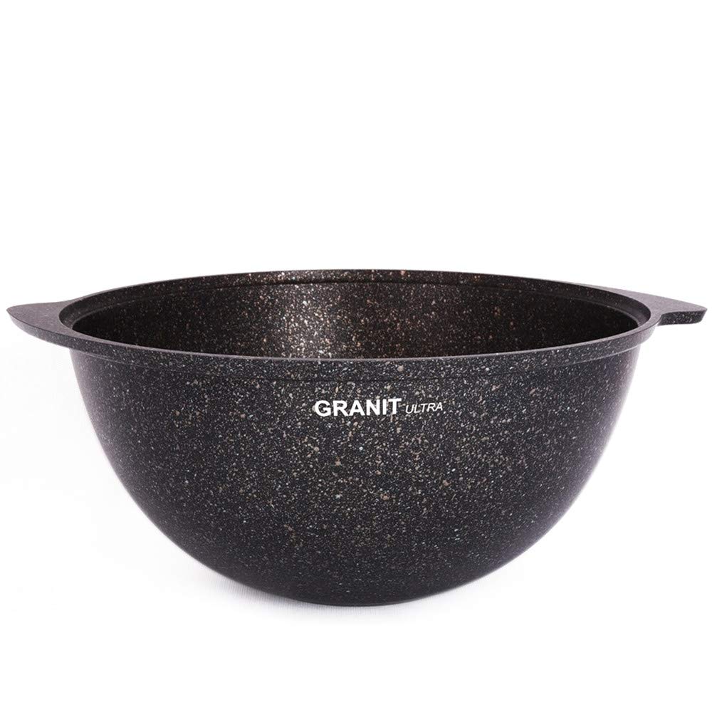 Books.And.More Aluminium Kazan Pot Kazan for Making Pilaf with Lid (non-stick coating) Wok with Lid (4.5 L) Cast-Iron Frying Pan with Glass Lid Cast Iron Asian Cauldron Camping Wok Cooking