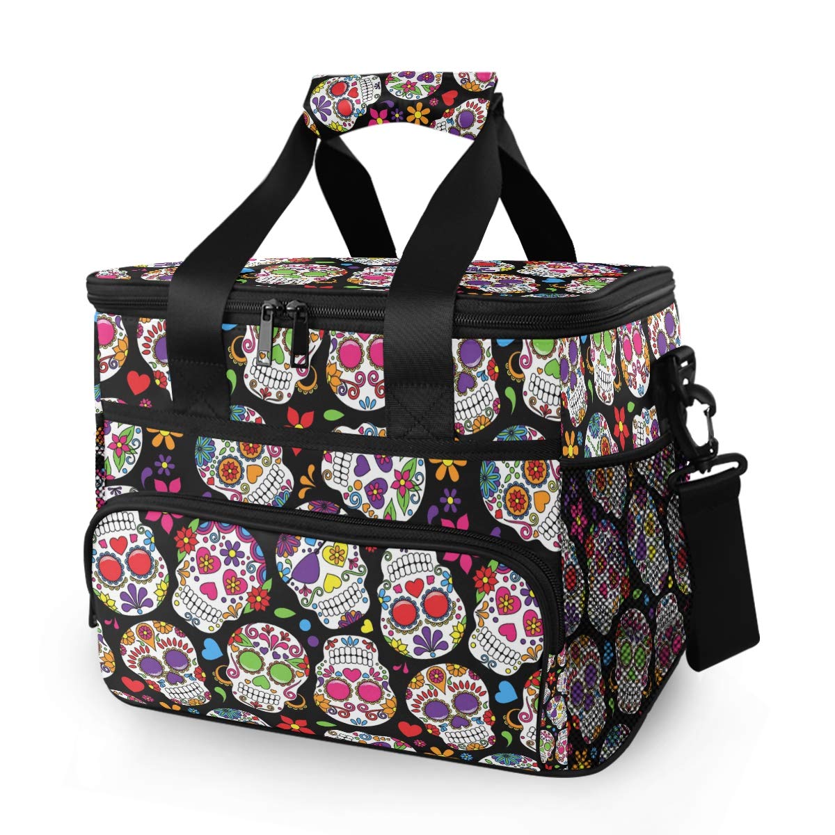 Baofu Large Skull Picnic Lunch Bag Insulated Reusable Tote Bag Freezable Portable Leakproof Lunch Box Waterproof Cooler Premium Basket For Picnic Travel Camping