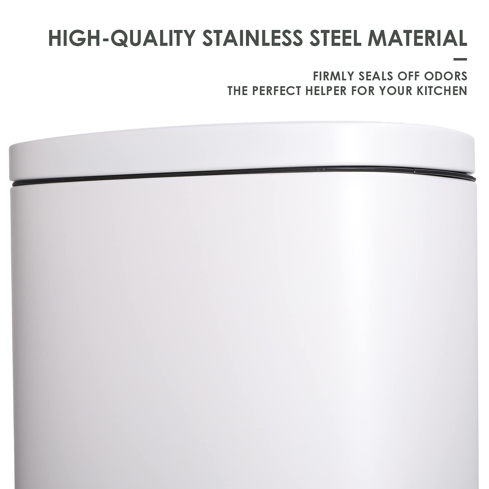 AthLike Trash Can, Stainless Steel Kitchen Garbage Can, Step Waste Bin with Hinged Lid and Removable Inner Bucket, Soft-Close, Dustbin for Bathroom Bedroom Living Room Home (White, 8 Gal)