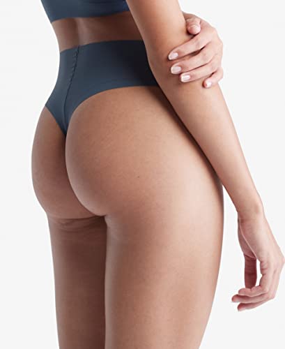 Calvin Klein Women's Invisibles High-Waist Thong Panty, Blue Edge