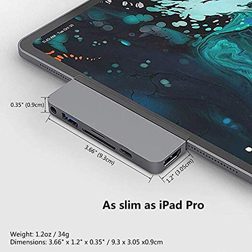 HyperDrive 6-in-1 USB C Hub HDMI 4K 60Hz - PD 60W, Audio Jack, SD/MicroSD, USB-A Compatible w/iPad Pro Air 2020 2019 2018, M1 iPad Pro 2021, Space Gray