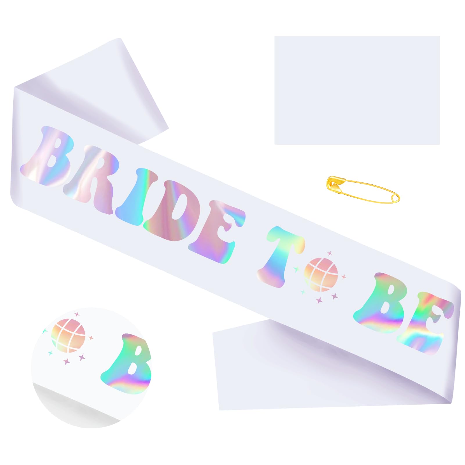 SKJIAYEE Bride to Be Iridescent Sash, Bachelorette Party Sash Decorations for Hen Party Bridal Shower Engagement Wedding Party, Glitter Iridescent White Sash for Bride - Bachelorette Favor