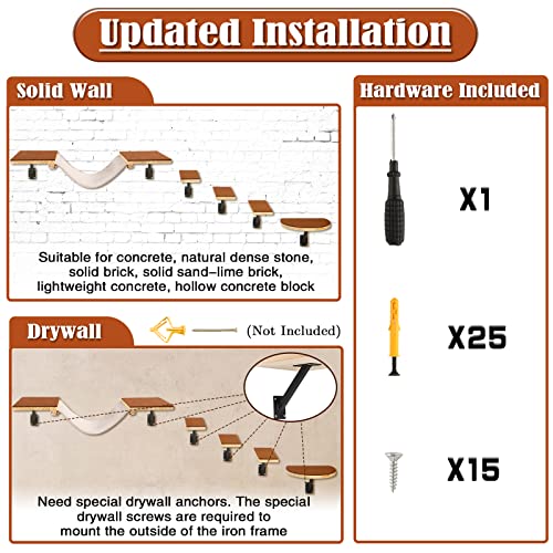 Calmbee Cat Wall Shelves, Cat Wall Furniture, Wall Mounted Cat Hammock Wooden Perch Cat Steps Cat Bridge Cat Tree Cat Climber Cats Bed Cat Cloud Board