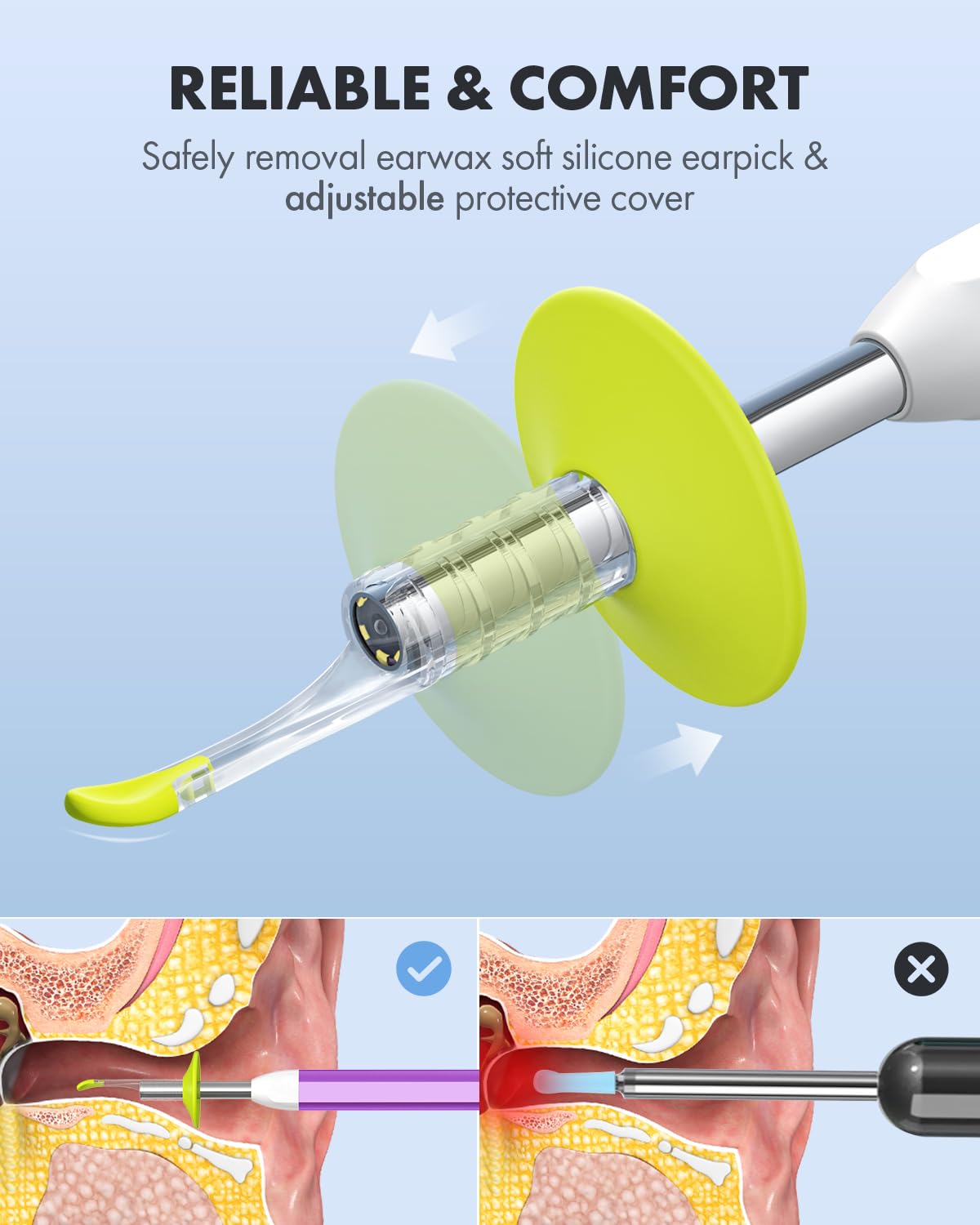 Anykit Digital Otoscope with Gyroscope, HD Ultra Clear View Ear Camera with Ear Wax Removal Tools, Video Ear Scope Otoscope with Light, Compatible with Android, iPhone 15 (Purple)