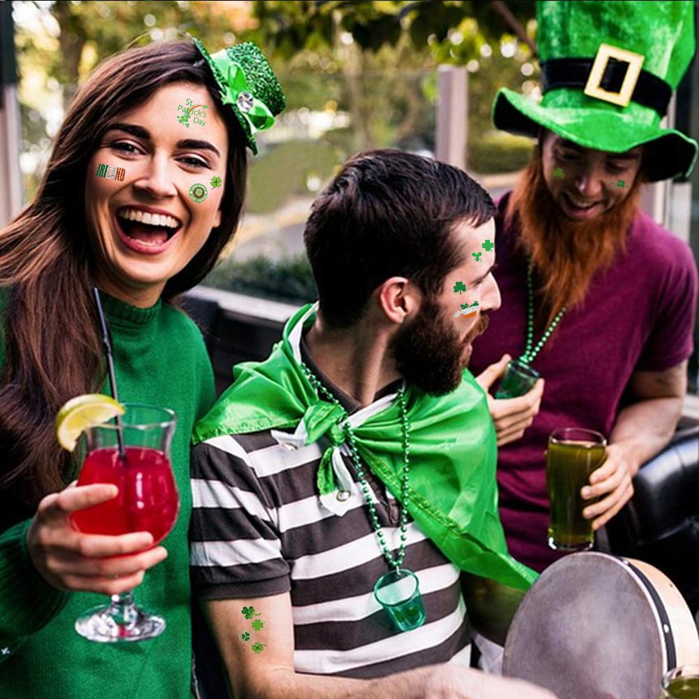 St Patricks Day Tattoos,Shamrock Tattoos,Saint Patricks Day Temporary Tattoos Stickers for Face,Clover Tattoo,