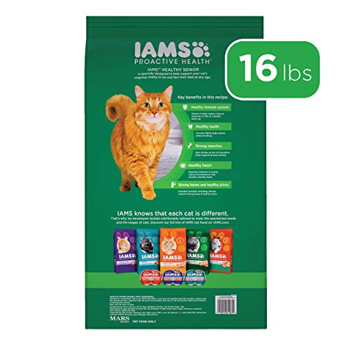 IAMS PROACTIVE HEALTH Healthy Senior Dry Cat Food with Chicken Cat Kibble, 16 lb. Bag