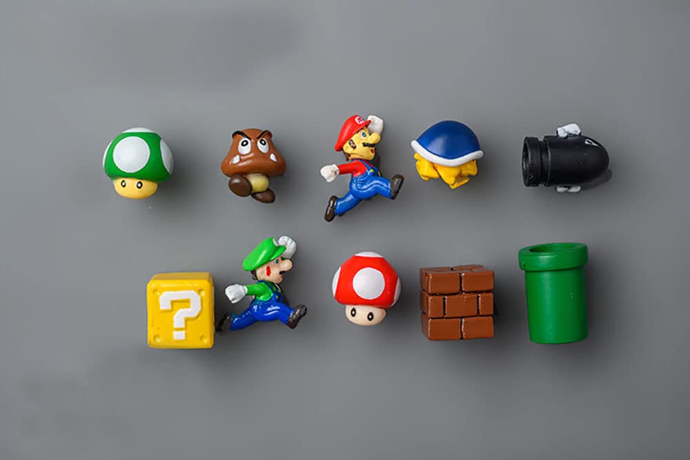 BeautySha 39 Pieces of 3D Mario Fridge Magnets Sets for Home Room Decor Decorative Refrigerator Fun School Office Whiteboard Christmas Magnet (39pcs)