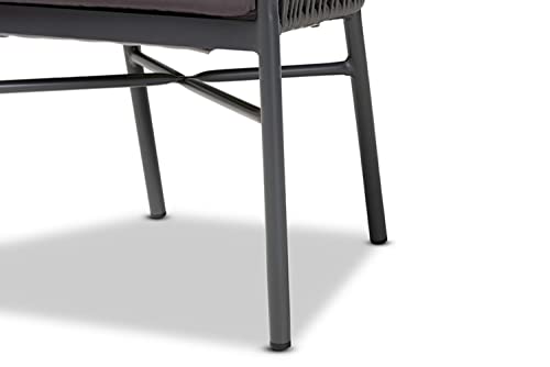 Baxton Studio Marcus Modern and Contemporary Grey Finished Rope and Metal Outdoor Dining Chair