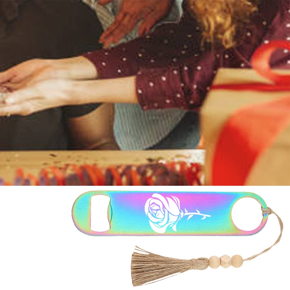 Bar Key for Bartenders Girls, Rose Woman Bartender Opener Rainbow Stainless Steel Bottle Opener, Funny Flat Bottle Opener Bartender Gift for Bartender Woman…