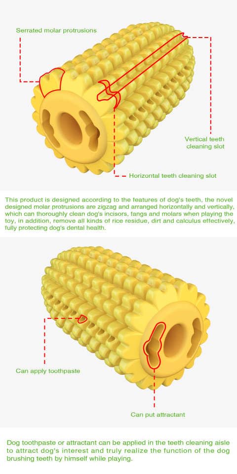 Corn Shape Puppy Chew Toy Pet Dog Molar Toy for Dog Chew Interactive Toys Toothbrush Chew Rope Agressive Chewers, Any Size Any Breed