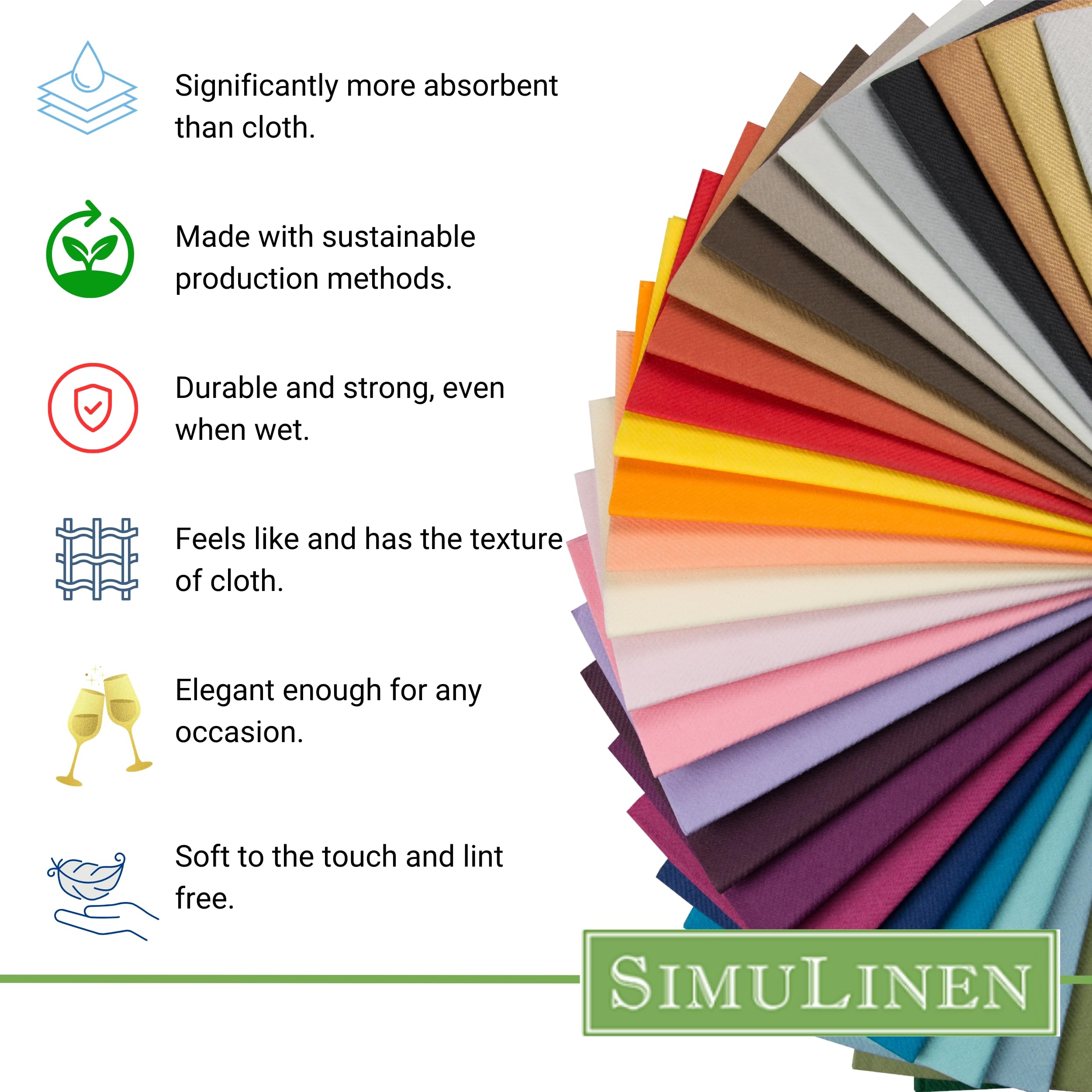 SimuLinen Olive Green Linen Feel Disposable Dinner Napkins - Kosher Cloth-Like Airlaid Wedding Napkins, 16"x16", Box of 50