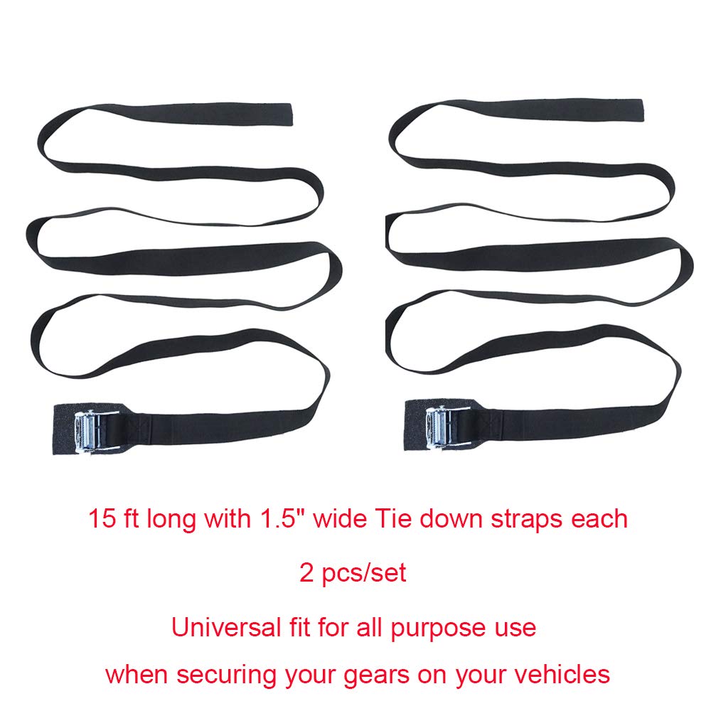 Alfa Gear All Purpose Tie Down Straps Great for Boat/Motorcycle/Scooter/Jet ski/Kayak/SUP/Canoe/Ski Board 1200 lbs Capacity 1.5" Width (Black)