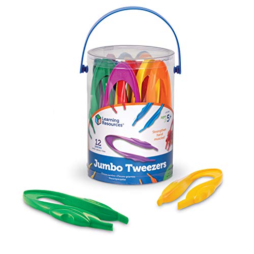 Learning Resources Jumbo Tweezers, Sorting & Counting, Preschool Science, Homeschool, Toddler Fine Motor Skill Development, Set Of 12