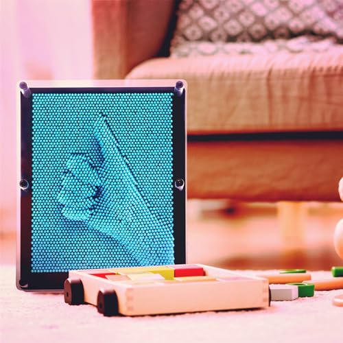 E-FirstFeeling 3D Pin Art Toy Extra Large 10" X 8" Pin Art Board Pin Impression Sculpture Toy for Kids Adults Hand Mold Board Toy - Light Blue