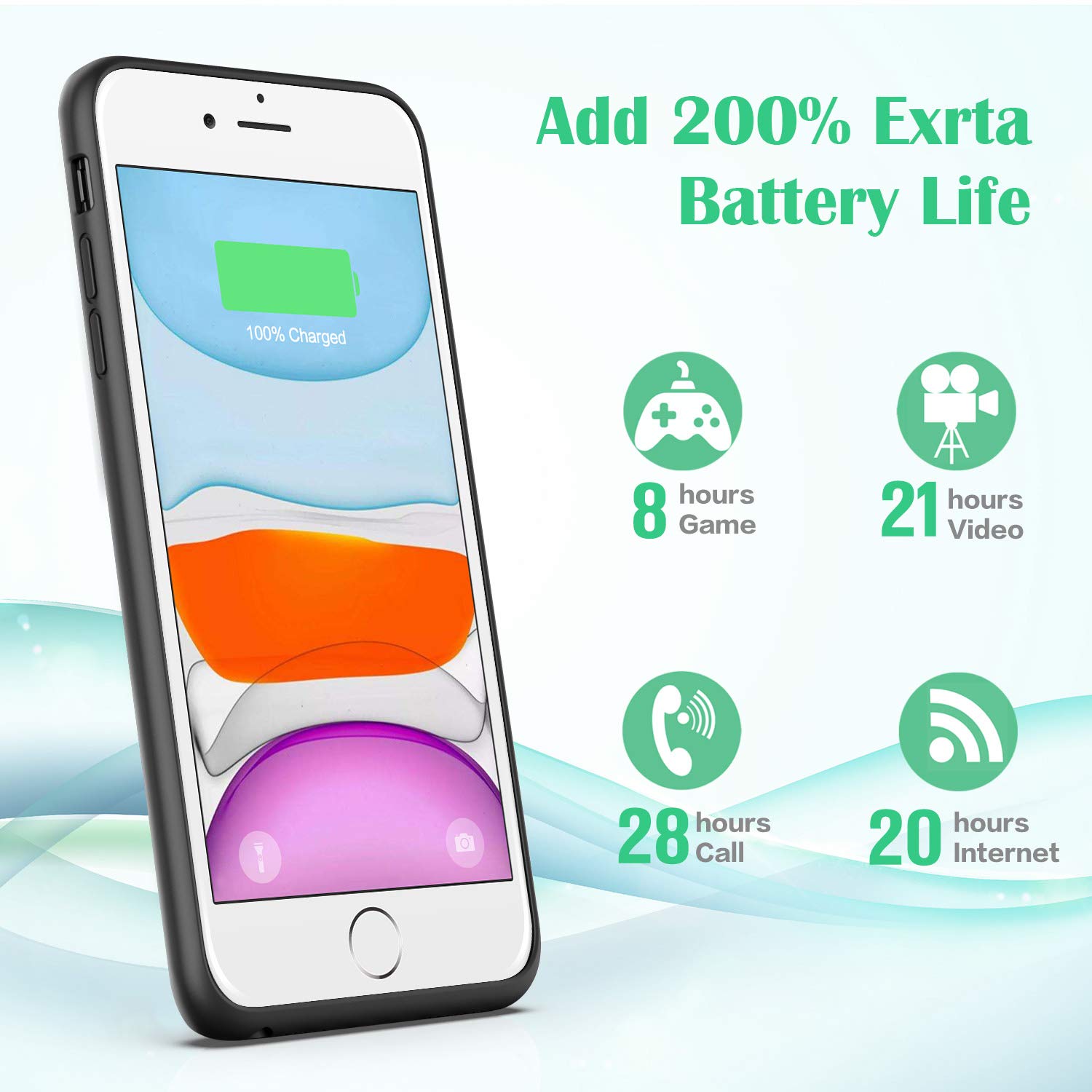 AONIMI Battery Case for iPhone 6s Plus/6 Plus/7 Plus/8 Plus, [8500mAh] Portable Charging Case Rechargeable Extended Battery Pack Protective Charger Case for iPhone 6 Plus/7 Plus/8 Plus Black