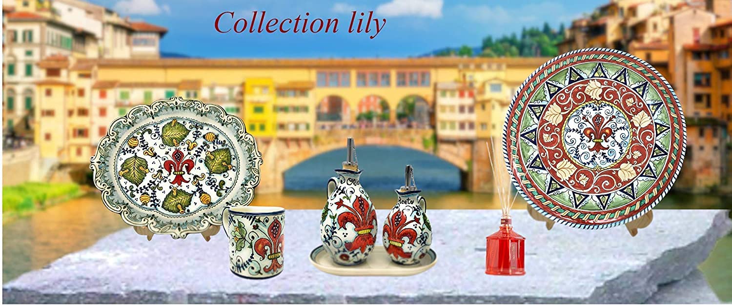 CERAMICHE D'ARTE PARRINI - Italian Ceramic Spoon Rest Holder Decorated Lily Pottery Hand Painted Made in ITALY Tuscan