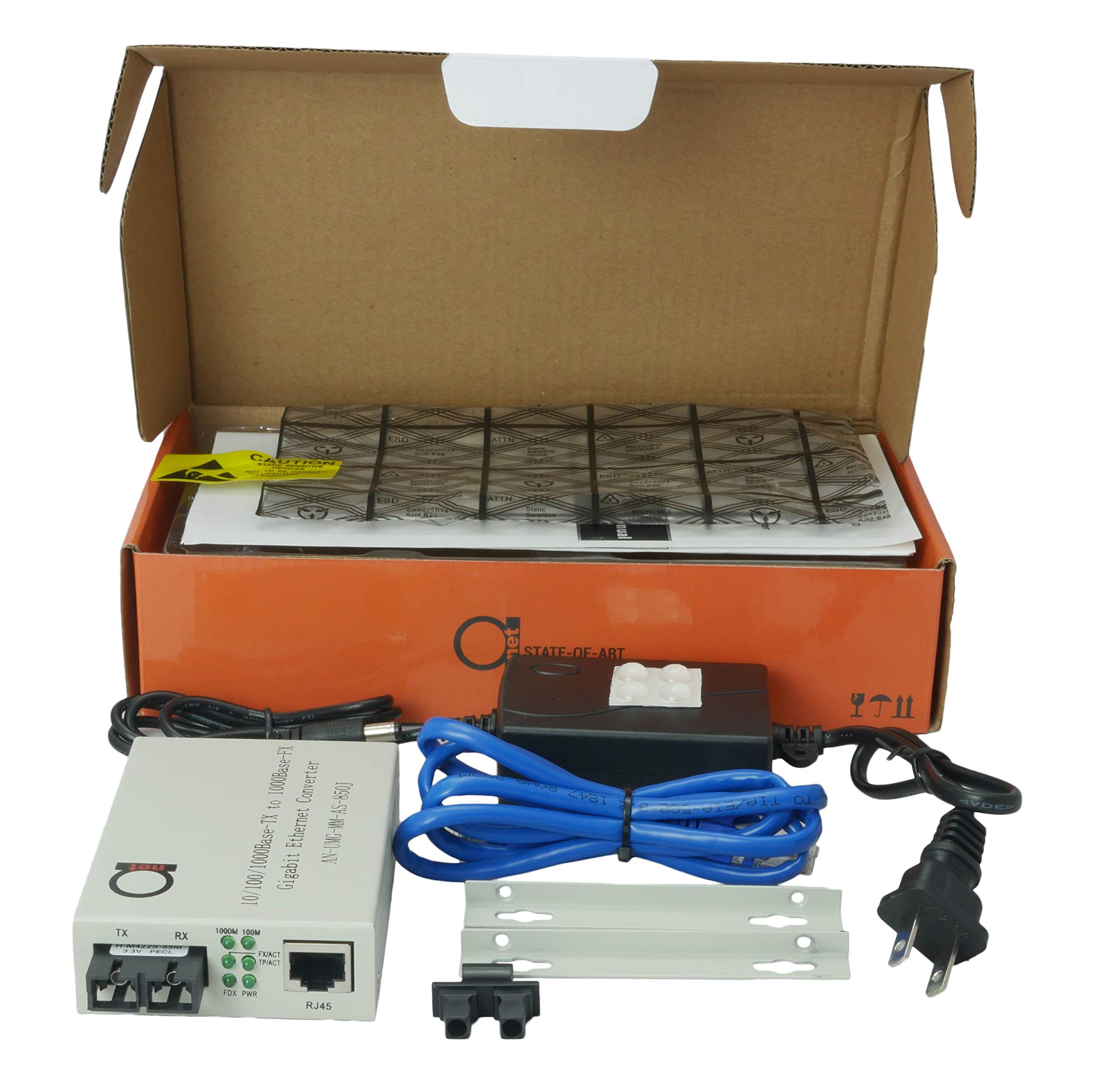 Multimode SC 850nm Gigabit Fiber Media Converter - Built-In SC Fiber Module 550m (0.34 miles) β to UTP Cat5e Cat6 10/100/1000 RJ-45 β Auto Sensing Gigabit | Fast Ethernet Speed - Jumbo Frame - LLF