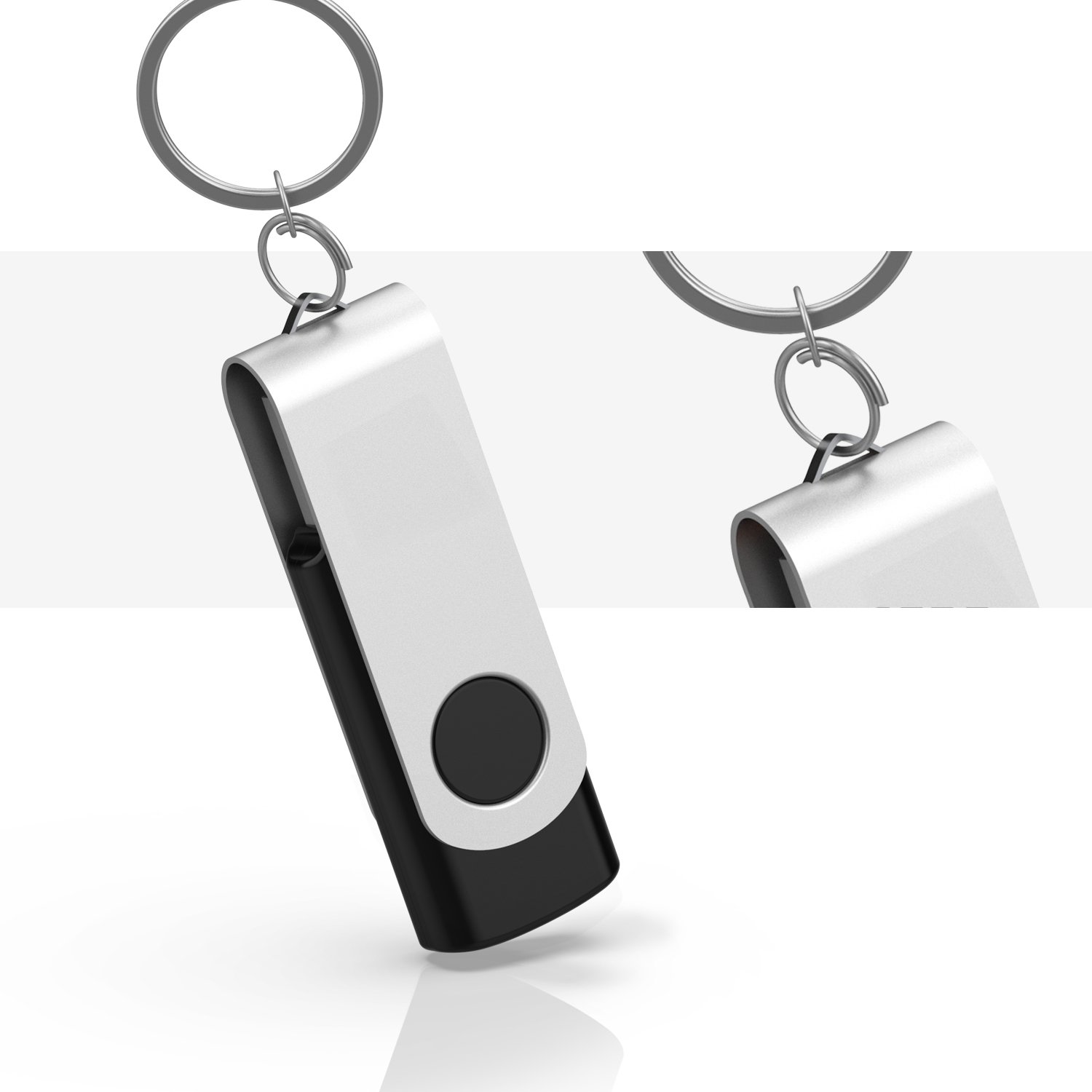 MOSDART No Logo USB2.0 2GB Flash Drive, Swivel Design with LED Indicator, Keychain Loop, FAT32 Memory Stick for Data Storage, Black(Pack of 10)