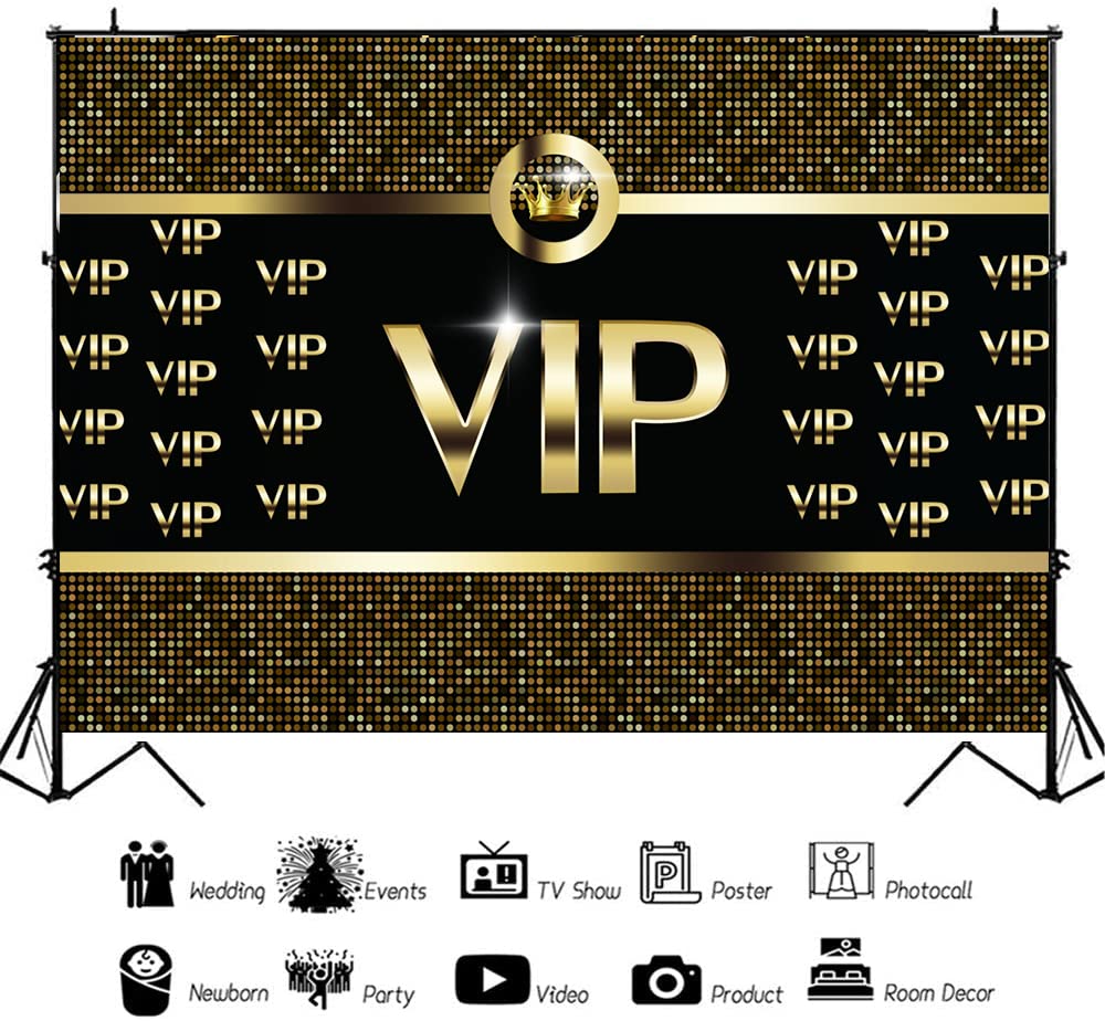 Withu VIP Party Backdrop Crown Black Gold Star Mimetic Show Graduation Birthday Red Carpet Event Photo Studio Backgrounds Celebrity Movie Award Ceremony Banner Props