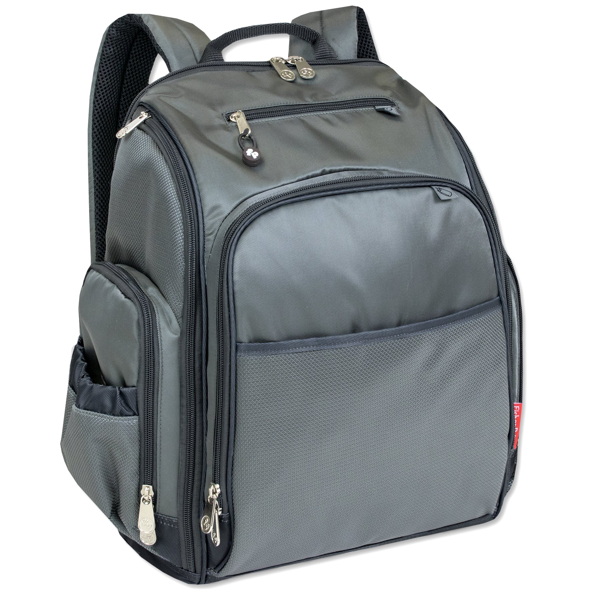 Fastfinder 3 Piece Set Diaper Bag Backpack for Moms & Dads with Changing Pad and Wipes Pocket (Grey)