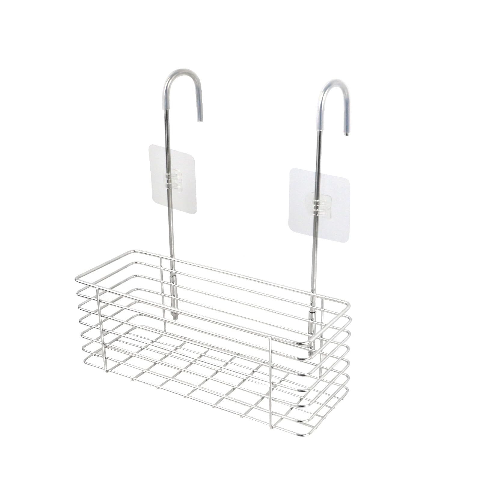 Antrader Hanging Shower Rack,Shower Caddy Hanging,Hung on the Faucet or the Door,the Back Hook Can be Rotated,No Drilling,304 Stainless Steel,Single Layer Shelf