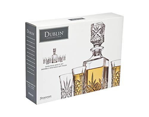 Godinger Mini Whiskey Decanter and Shot Glasses Barware Set - 10oz Decanter for Scotch Wine or Vodka - Dublin Collection