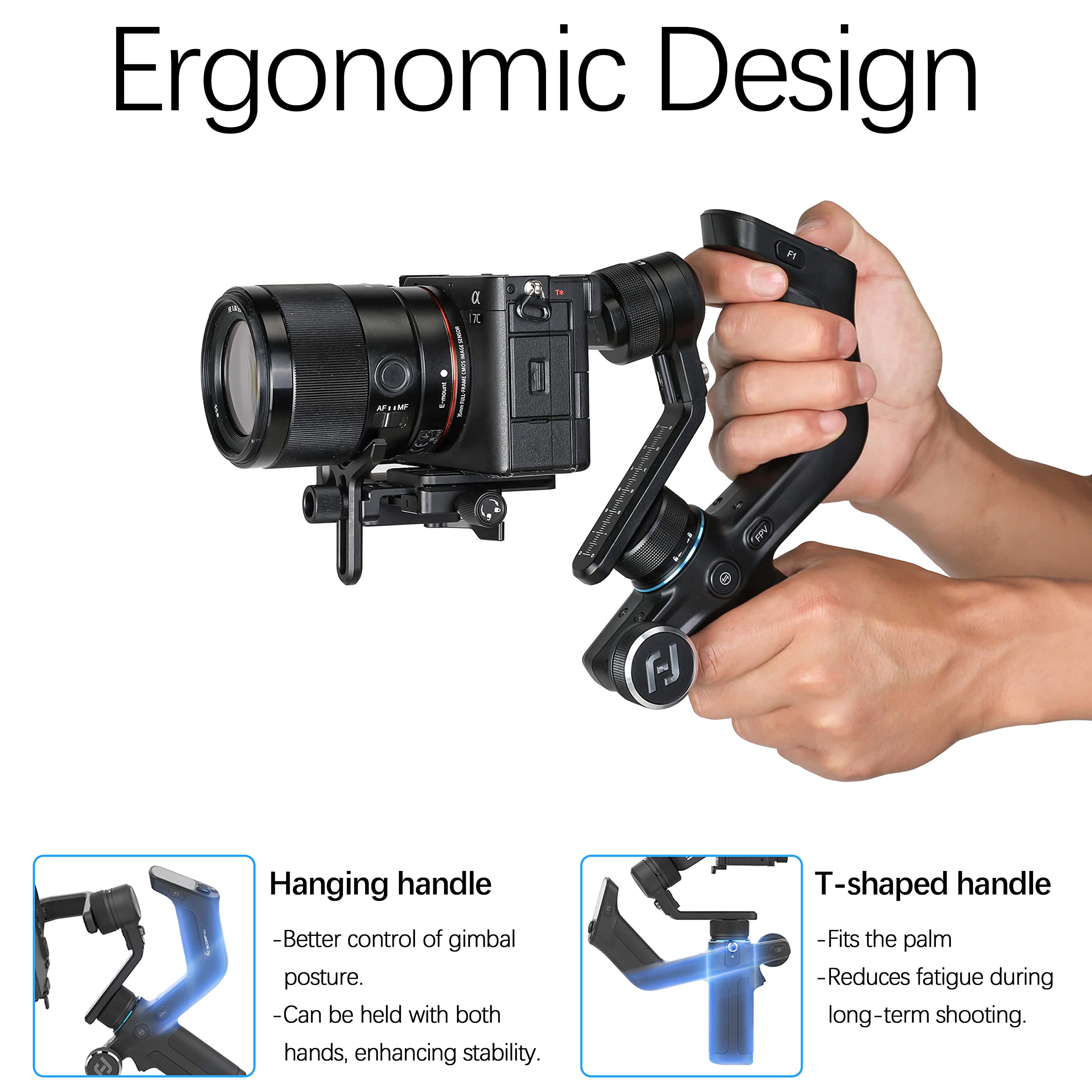 All in 1 Camera Gimbal Stabilizer - FeiyuTech SCORP Mini, Handheld Video Stabilizers for Mirrorless Camera, Gopro & Smartphone, 2.6 lb Payload, for Sony/Canon/Panasonic/Nikon/Fujifilm