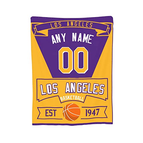 Custom Throw Blanket for Couch, Super Soft Flannel Bed Throw Blanket Fall Oversized Cozy Plush Thick Blankets Personalized Basketball Sports Fan Gifts with Name Number 50"x40", 60"x50", 80"x60"