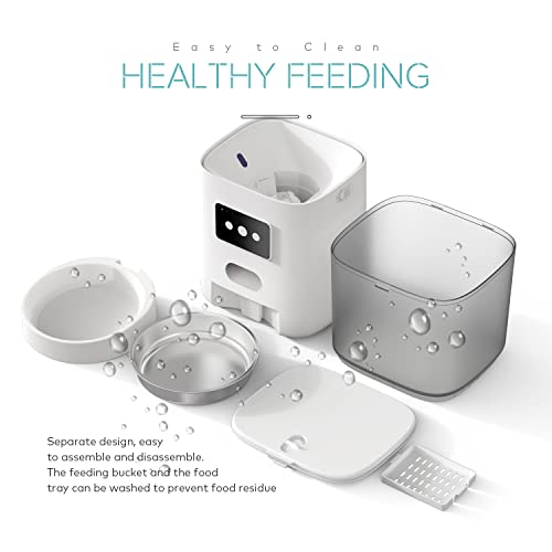 Automatic Dog and cat Feeder, WELLPET WiFi-Enabled Smart cat Food Dispenser, Automatic Dog Food Dispenser with APP Remote Control Part, cat Feeder with Low Food Alarm, Dual Power Supply