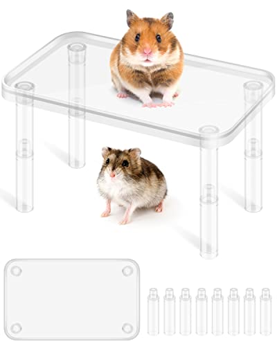 Bissap Hamster Platform, Plastic Play Platform Hamster Stand Platform for Dwarf Syrian Hamsters Gerbils Mice Degus or Other Small Pets Cage Accessories - Transparent