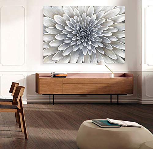 Yihui Arts White Flower Wall Painting Hand Painted Floral Pictures Artwork For Living Room Decoration