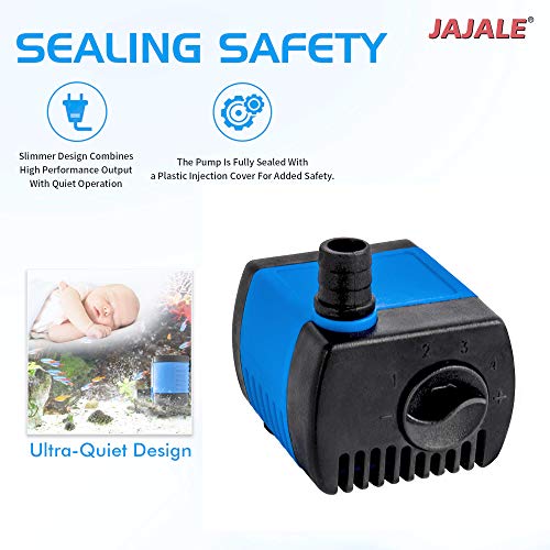 JAJALE 66 GPH Submersible Water Pump Ultra Quiet For Pond,Aquarium,Fish Tank,Fountain,Hydroponics