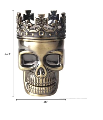 Skull herb grinder - Manual spice grinder for fast and easy grinding of herbs and spices - Makes a great novelty gift item for Halloween decor enthusiast (Gold)