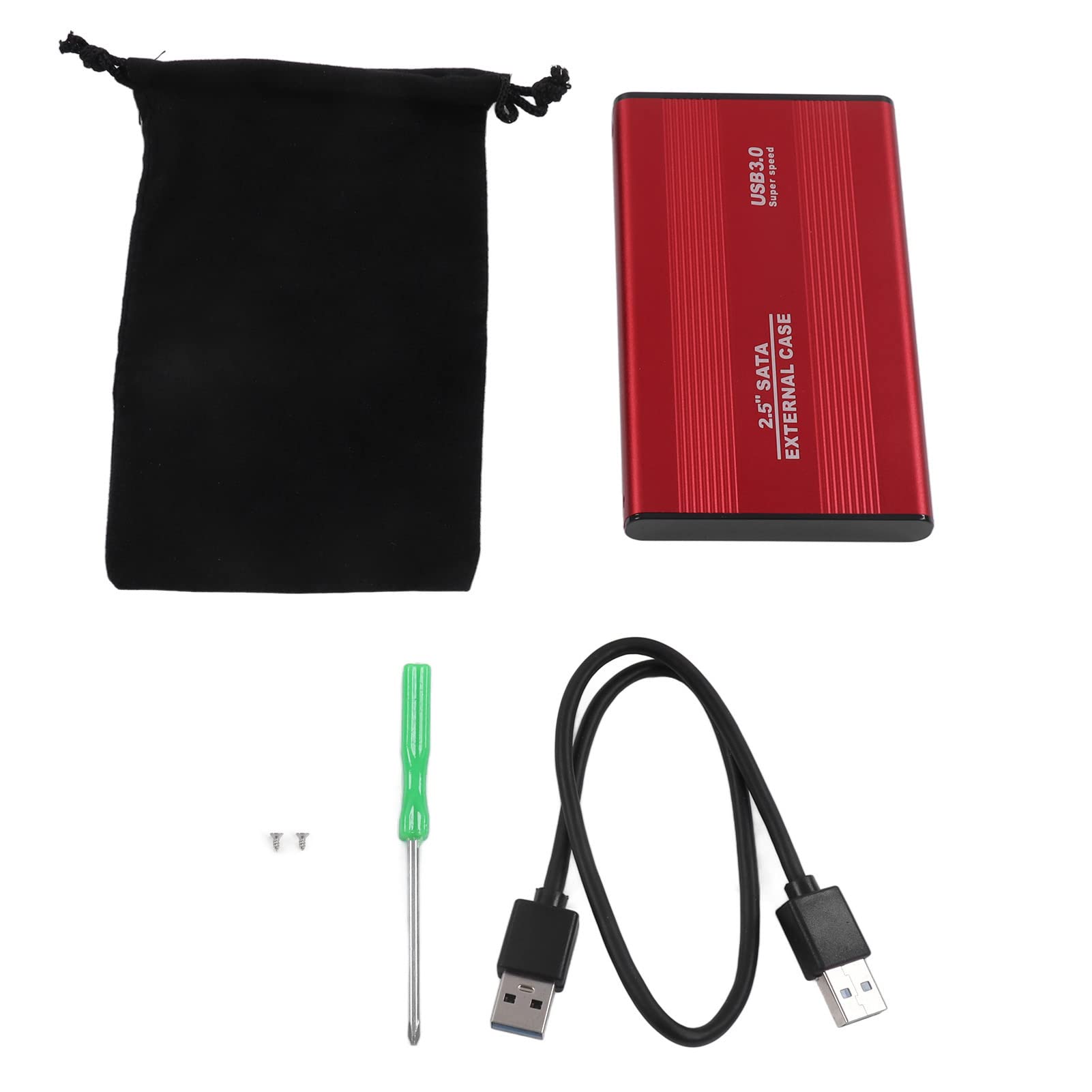 Acogedor USB 3.0 External Hard Drive Enclosure, Up to 5Gbps Transmission Rate 2.5inch External HDD Aluminum Shell Hard Drive Case Support 4TB(Red)