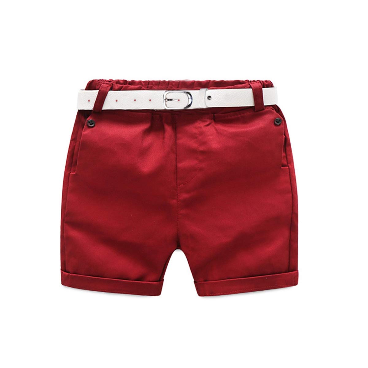 Toddler Baby Boys Rose Floral Shorts Set Short Sleeve Button Down Shirt + Shorts Pants 2 Pieces Infant Summer Clothes Outfits Red 2-3 Years